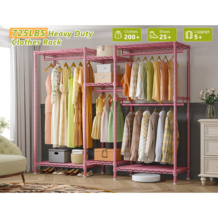 EnHomee 77" Clothes Rack Metal Clothing Rack Loads 725 lbs Adjustable Garment Rack, Portable ...